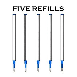 HeTaoCat Gel Rollerball Pen Refills, Roller Ball Fine Point 0.5mm, Black Ink Refill Pack of 5 - Replaceable Ballpoint Pen Refills Medium Point (Blue)