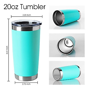 HASLE OUTFITTERS 20oz Tumblers Bulk Stainless Steel Cup with Lid Double Wall Vacuum Insulated Coffee Mug for Cold & Hot Drinks 1 Pack, Light Blue