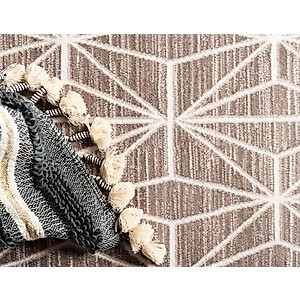 Unique Loom Uptown Collection by Jill Zarin Collection Geometric Modern Brown Area Rug (8' 0 x 10' 0)