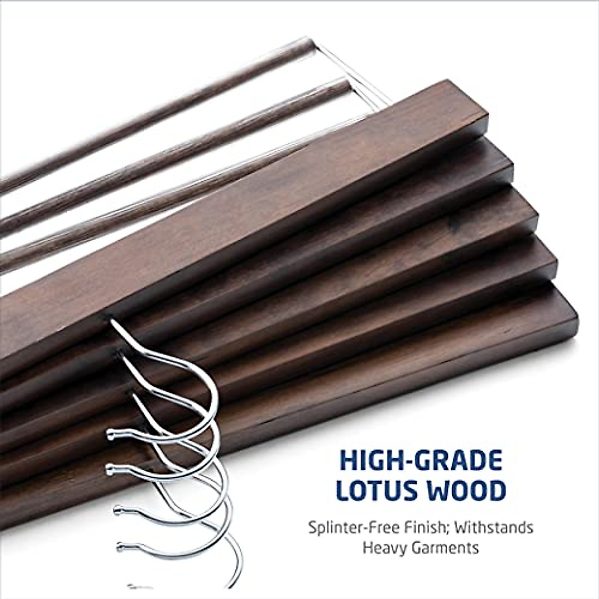 High-Grade Wooden Slack/Trouser Pants Hangers with Non Slip Bar Smooth Finish, Durable Wooden Hangers - Slim & Sleek Space Saving Closet Hangers, 360° Hook- Ideal for Pant (Vintage, 10)