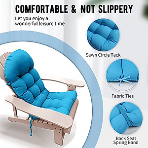 Vemkyrio 4 Pack Adirondack Chair Cushion, Waterproof&Fade-Resistant Rocking Chair Cushion - High Back Patio Cushions Lengthen, Thickened Patio Chair Pad for Outdoor and Indoor (Blue)