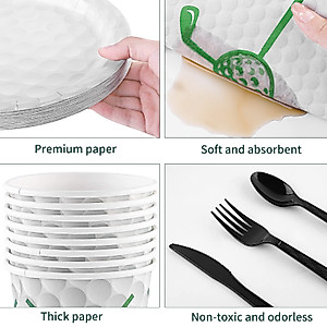 durony 168 Pieces Golf Party Decorations Including Golf Paper Plates Napkins and Cups Disposable Tableware Set for Golf Sports Theme Party Supplies Serve 24 Guests