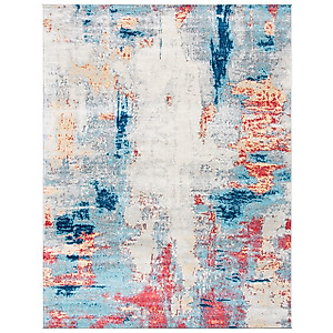 SAFAVIEH Jasper Collection Area Rug - 10' x 13', Grey & Red, Modern Abstract Design, Non-Shedding & Easy Care, Ideal for High Traffic Areas in Living Room, Bedroom (JSP101C)