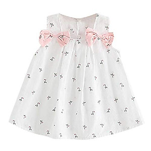 Girls Dresses Age 7 Suspender Party Dress Toddler Girls Solid Print Girls Dress&Skirt Girls Dresses (White, 6-12 Months)