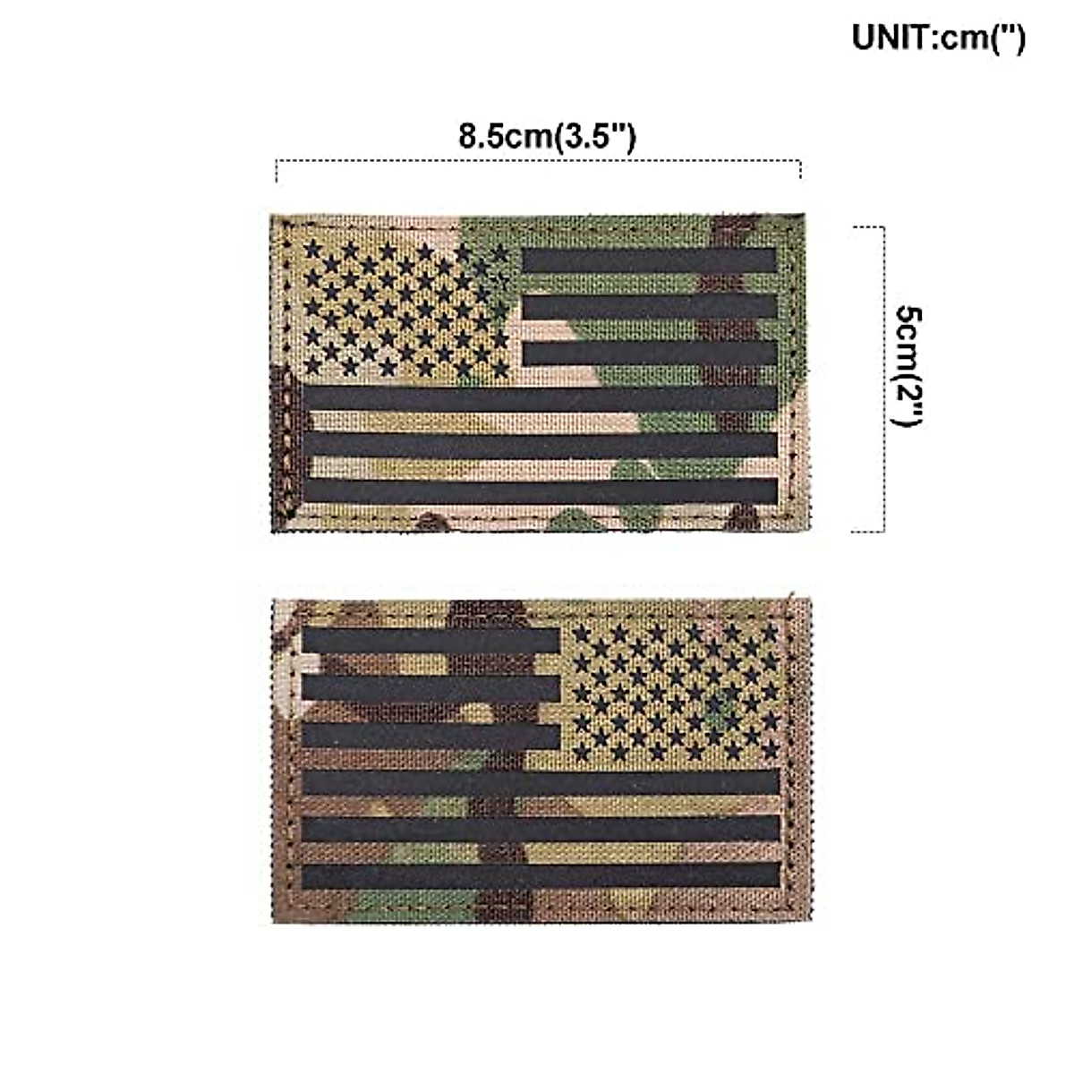 EXCELLENT ELITE SPANKER 2 Pcs American Flag Patch Reflective USA Flags Patches PVC Tactical Patch for Backpack Vest Clothes Hat Patch Military Team Patch(Multicam)