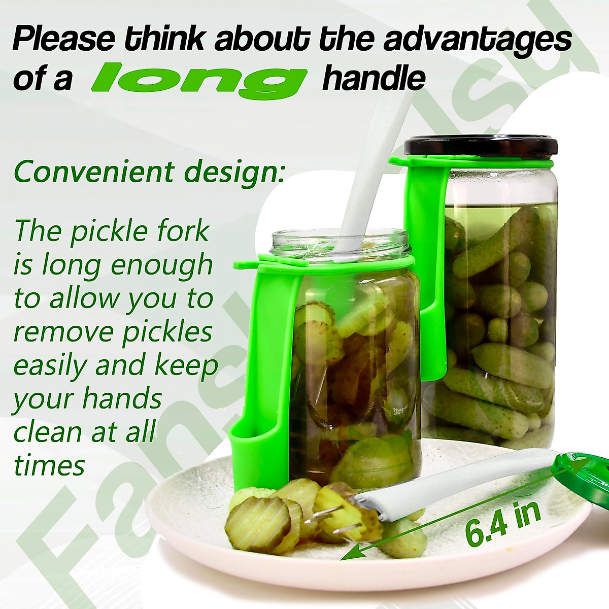 Fanslgeolsy Stainless Pickle Fork 2 Pack, Pickle Grabber, Detachable Pickle Grabber Tool, Prevent Pickle from Slipping, Compatible with all Pickle Jar