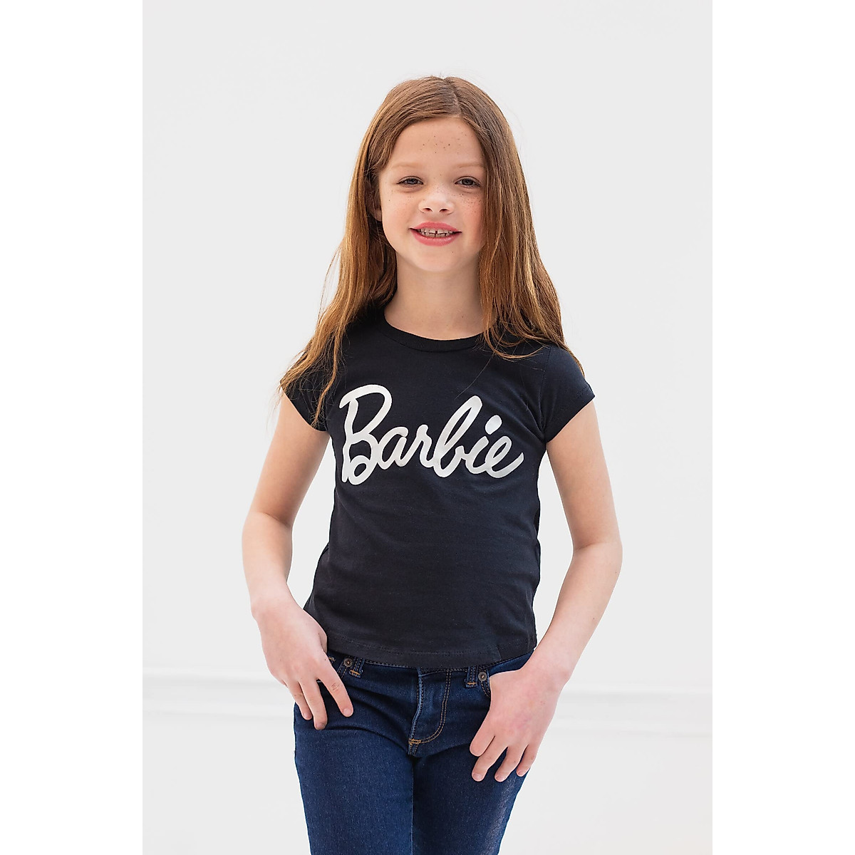 Barbie Toddler Girls Fashion Pullover Graphic T-Shirt Black/Silver 4T