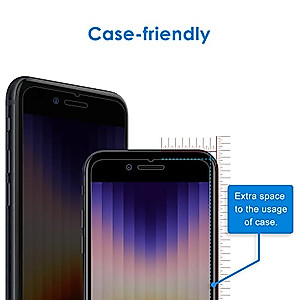 JETech Privacy Screen Protector for iPhone SE 3 (2022 3rd Edition) 4.7-Inch, Anti Spy Tempered Glass Film, Case Friendly, 2-Pack