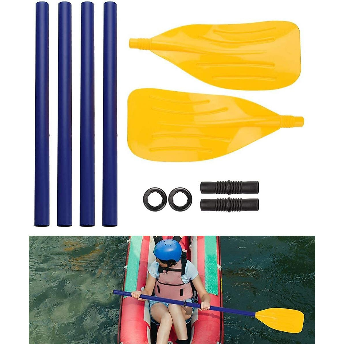 Jashem Boat Oars 2 Pieces Kayak Paddles Children Detachable Canoe Paddle Inflatable Boat PVC Oar Water sports Accessory (Plastic)