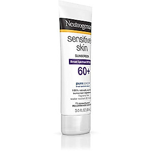 Neutrogena Sensitive Skin Sunscreen Lotion with Broad Spectrum SPF 60+, Water-Resistant, Hypoallergenic & Oil-Free Gentle Sunscreen Formula, 3 fl. oz (Pack of 3)