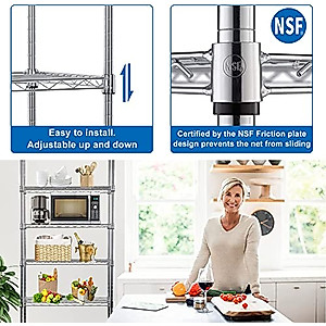 Dlewmsyic Wire Shelving Unit, 6-Tier Metal Shelf Height Adjustable 13" D x 23" W x 59" H 900 Lbs Capacity Separable Rack for Kitchen Pantry Office Storage Shelves, Chrome