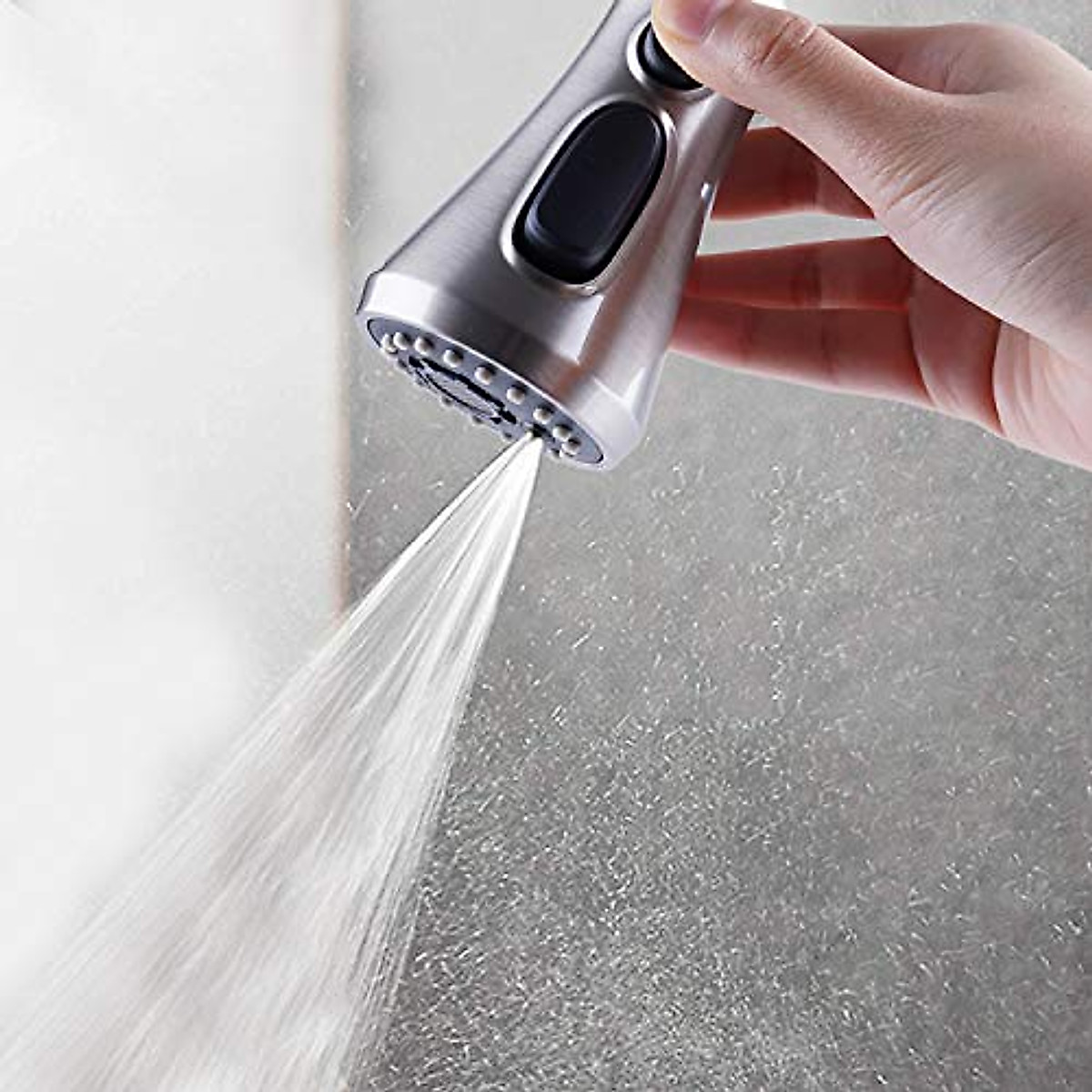 Pull Down Spray Head for Kitchen Faucet, 3-Function Kitchen Sink Spray Nozzle with 9 Adapters, Faucet Head Replacement Compatible with Moen, American Standard, Delta, Kohler Faucets, Brushed Nickel