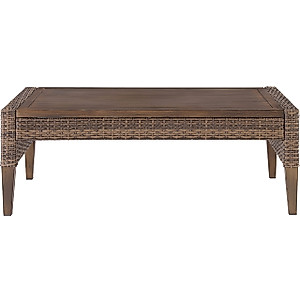 Crosley Furniture Capella Wicker Outdoor Coffee Table for Patio, Deck, Porch, Brown