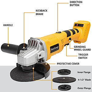 Angle Grinder Compatible with DeWalt 20V MAX Battery, Cordless Angle Grinder, 7000 RPM Brushless Motor, 3 PCS 4-1/2" Blades for Cutting, Griding, Polishing, etc. (Battery NOT Included)
