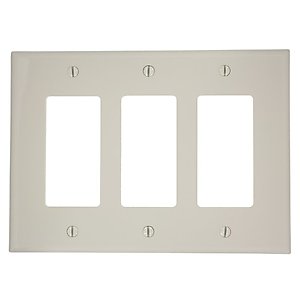 Leviton PJ263-T 3-Gang Decora/GFCI Wallplate, Midway Size, Light Almond