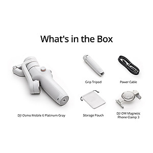 DJI Osmo Mobile 6, 3-Axis Phone Gimbal, Object Tracking, Built-in Extension Rod, Portable and Foldable, Android and iPhone Gimbal, Vlogging Stabilizer, YouTube TikTok Video, Platinum Gray
