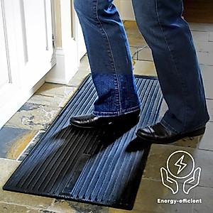 Cozy Products Electric Foot Warmer Mat-Heated Rubber Pad, Small Portable Floor Heater, for Home, Office, Garage, Car Use, 135 Watts, 8 lbs, 36.5" x 16" x 0.25", Black