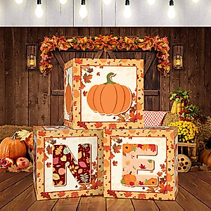 Little Pumpkin 1st Birthday Fall Decorations Balloon Boxes,3pcs One Boxes in Fall Little Pumpkin Theme for First Birthday Baby Party Decorations Supplies