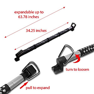 Zento Deals Heavy Duty Expandable Clothes Bar Car Hanger Rod- Convenient Classic Black Combines With Strong Metal and Rubber Grips and Rings