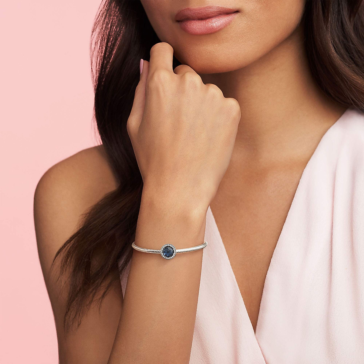 Pandora Sparkling Dark Blue Charm Bracelet Charm Moments Bracelets - Stunning Women's Jewelry - Gift for Women - Made with Sterling Silver & Cubic Zirconia