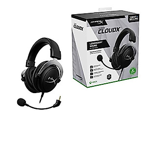 HyperX CloudX, Official Xbox Licensed Gaming Headset, Compatible with Xbox One and Series X|S, Memory Foam Ear Cushions, Detachable Noise-Cancelling Mic, in-line Audio Controls,Black/ Silver