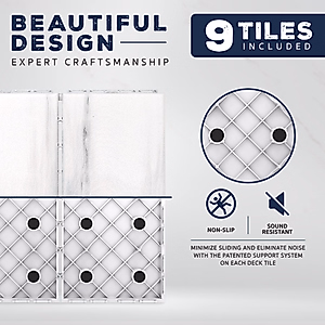 Patio Deck Tiles - 9 Pack - Marble Effect 12" x 12" Interlocking Deck Tiles Outdoor with Weatherproof Patio Flooring Interlocking Tiles Snap Together Outdoor Tiles for Patio – Interlock Tiles