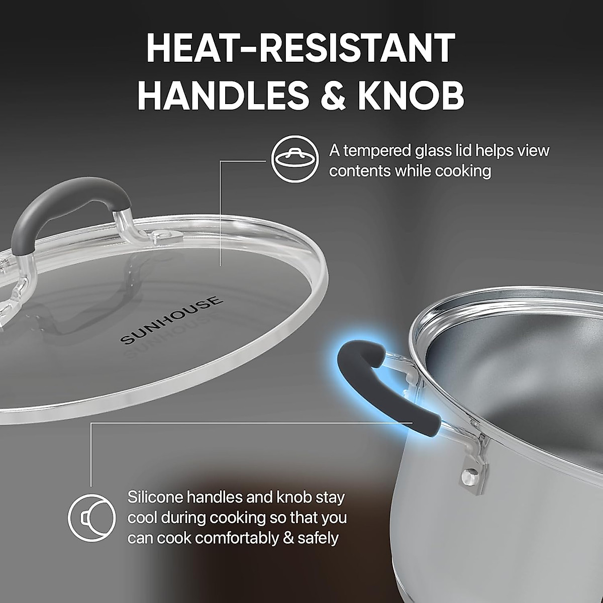 SUNHOUSE 3.3 Quart Steamer Pots With Lid 2-Tier Multipurpose Stainless Steel Steaming Pot Cookware For Vegetable, Dumpling, Sauce, Food - Triple Bottom, Measurement Line