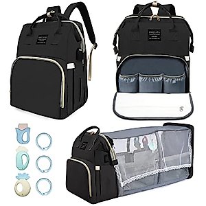 Fandiar Diaper Bag with Changing Station, Diaper Bags for Baby Girl Boy Multi-Function Travel Portable Bassinet Backpack Mommy Bag, Large Capacity, Water Resistant and Stylish