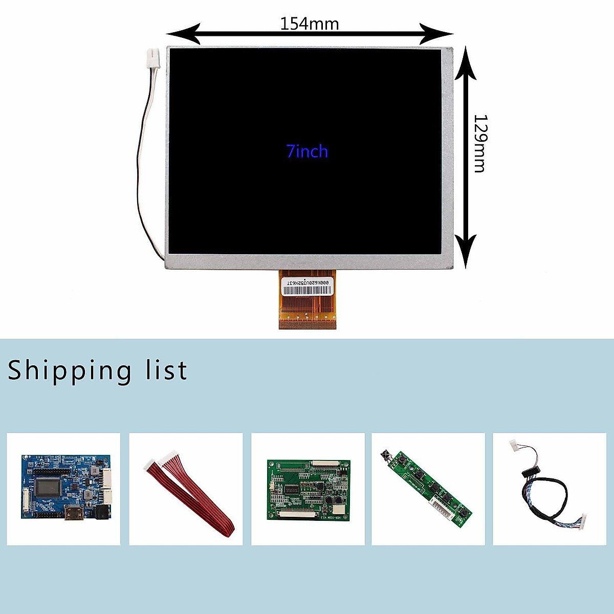 VSDISPLAY 7" 7 inch 800×600 4:3 CLAA070MA0ACW LCD Screen TFT Monitor and HD-MI LCD Controller Board 60 pin