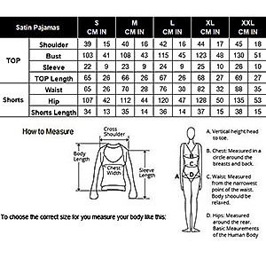 Samring Womens Silk Satin Pajamas Short Sleeve Loungewear Two-Piece Sleepwear Button-Down Pj Set Black L