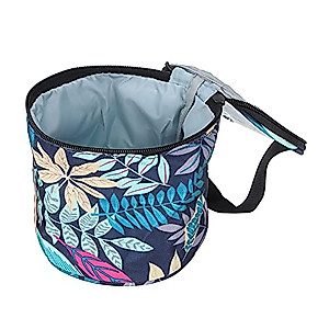 HEEPDD Yarn Storage Tote, Yarn Ball Needle Sundries Finishing Storage Tool Household Leaf Pattern Oxford Cloth Bucket Storage Tote Bag for Yarn Storage(Small Drum)