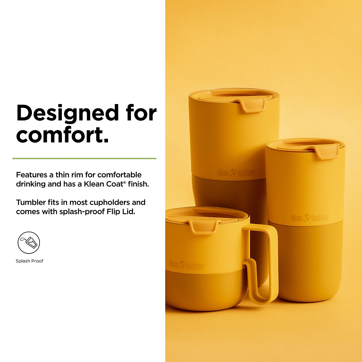Klean Kanteen Rise Tumbler with Flip Lid Stainless Steel Old Gold 473 ml 1010214