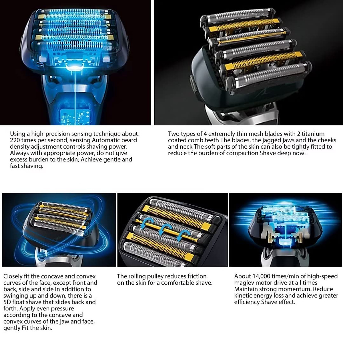 Superior Arc6 6-Blade Shaver, WES9600P Electric Razor Replacement Outer Foil for Panasonic ES-LS9A-K and ES-LS8A-K