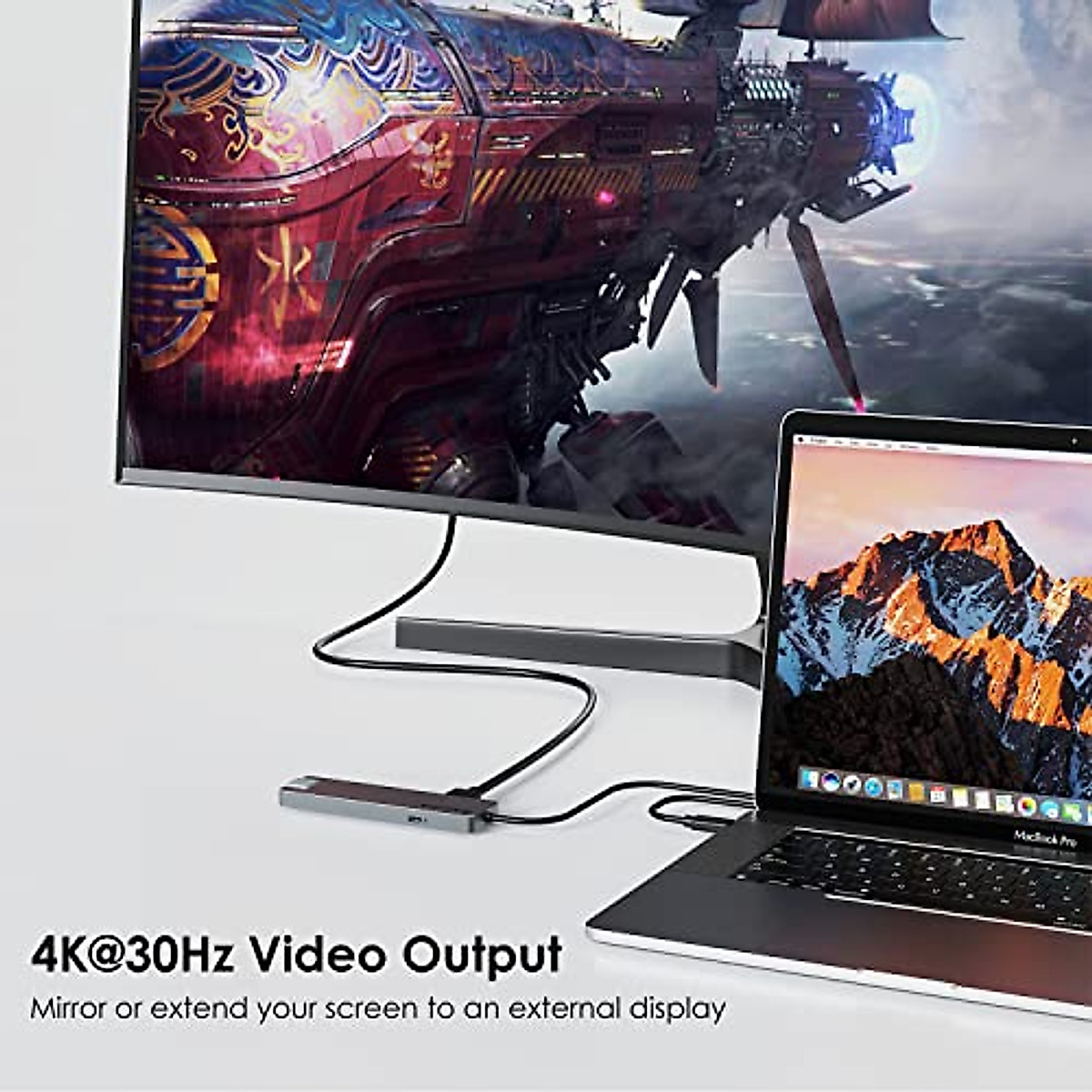 WAVLINK USB C Hub, 7-in-1 Type C Adapter with 4K HDMI, RJ45 Gigabit Ethernet, USB 3.0, USB 2.0, SD/TF Card Reader, 100W PD Mini Docking Station for MacBook Pro/Air and USB-C Windows Laptops