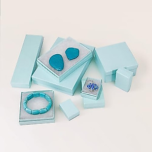 TheDisplayGuys - 100-Pack #32 Cotton Filled Cardboard Paper Jewelry Boxes Gift Case - Pearl Teal (3.3" x 2.3" x 1.0") - for Shipping or Storage