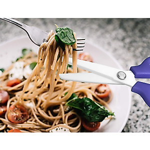 Jonbyi Baby Food Scissors, Portable Ceramic Shears for Kitchen, Classrom, Craft, Pet Care, Pizza, Vegetable, Safety Food Scissors for Baby Toddler, with Cover (Purple)
