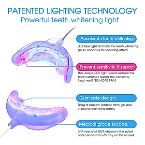 IDOLUSTER Teeth Whitening Accelerator Light, 16X Red & Blue LED Teeth Whitening Light, Powerfull Teeth Light with Comfortable Mouth Tray, Connected with iPhone/Android/USB at Home Use