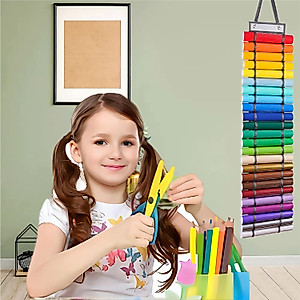 LA QUEENIE Vinyl Rolls Storage Organizer,Vinyl Storage Rack with 24 Roll Compartments,Wall Mount Vinyl Holder Bag for Craft Room,Door,Closet,Wrapping Paper