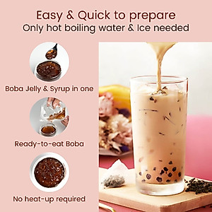 King Ping Best Tea - Oolong Tea Kit with Brown Sugar Boba Pearls, 5 Individual Boba Packets & Milk Tea Powder Packets, 100 Percent Natural Red Oolong Tea - Easy to Make - (5 Servings)