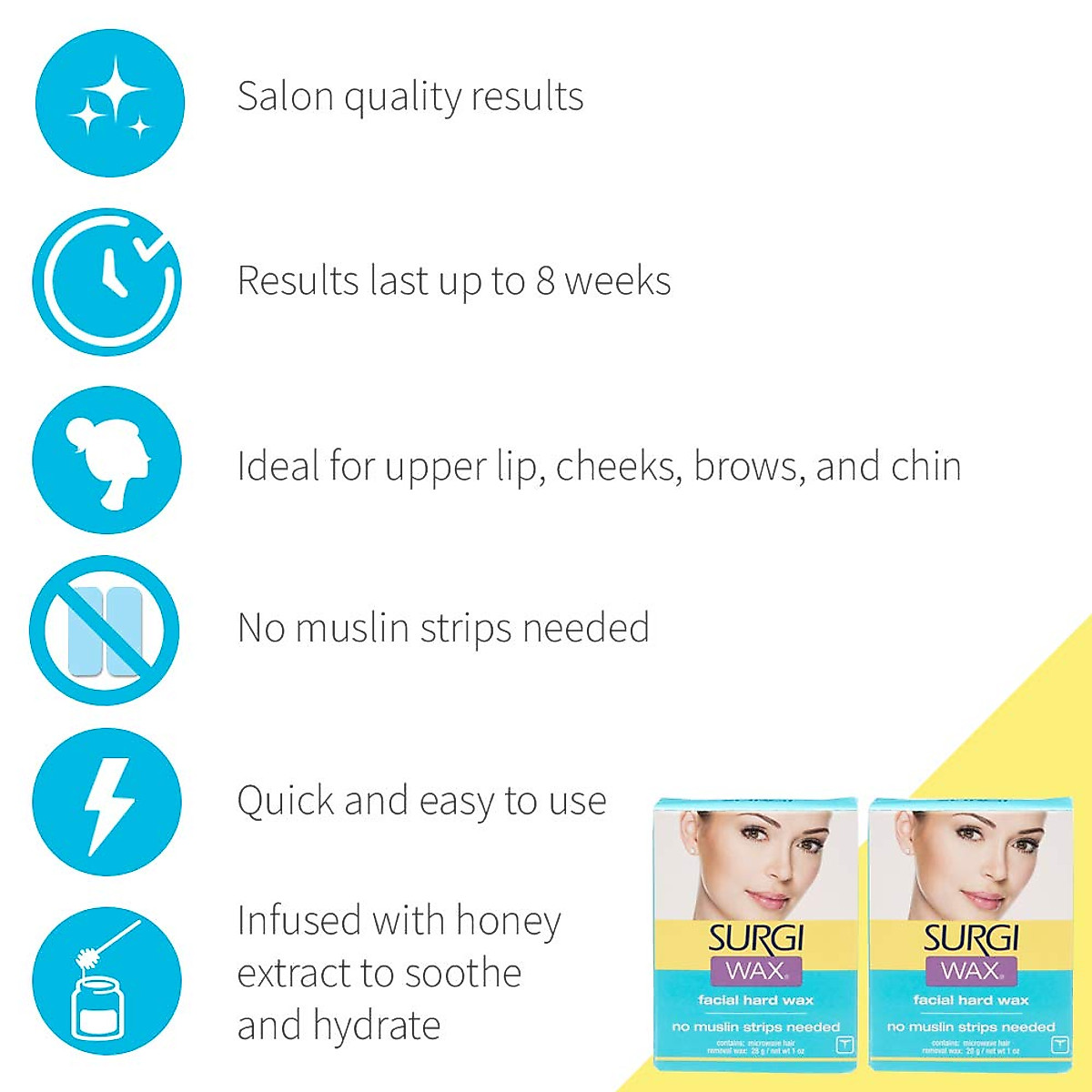 Surgi Microwave Facial Hard Hair Removal Wax 1 Oz, 2 Pack