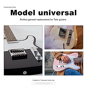 SAPHUE Guitar Control Plate Loaded Chrome/Nickel with 3 Way Switch 500K Tone and Volume Knob Prewired Screws Output Jack for Fender Tele/Telecaster Gibson Sg Electric Guitar Parts Replacement