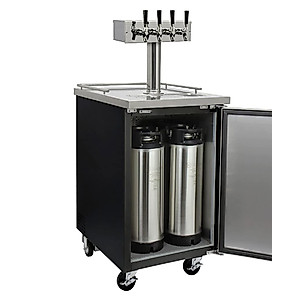 Kegco XCK-1B-4 Four Faucet Commercial Direct Draw Beer Dispenser Black Kegerator Keg Cooler