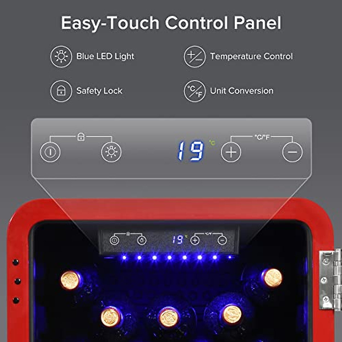 24 Bottle Wine Cooler Cabinet Beverage Fridge Small Wine Cellar Soda Beer Counter Top Bar Fast Cooling Low Noise Frost Free Wine Fridge with Professional Compressor for Small Kitchen, Apartment, RV