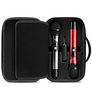 Bietrun Wireless Microphone Portable Storage Case, for Bietrun WXM02 WXM04 WXM19 WXM21, Dual Mic Bag with EVA Hard Shell Exterior, Case Only, for Travel Outing Handheld
