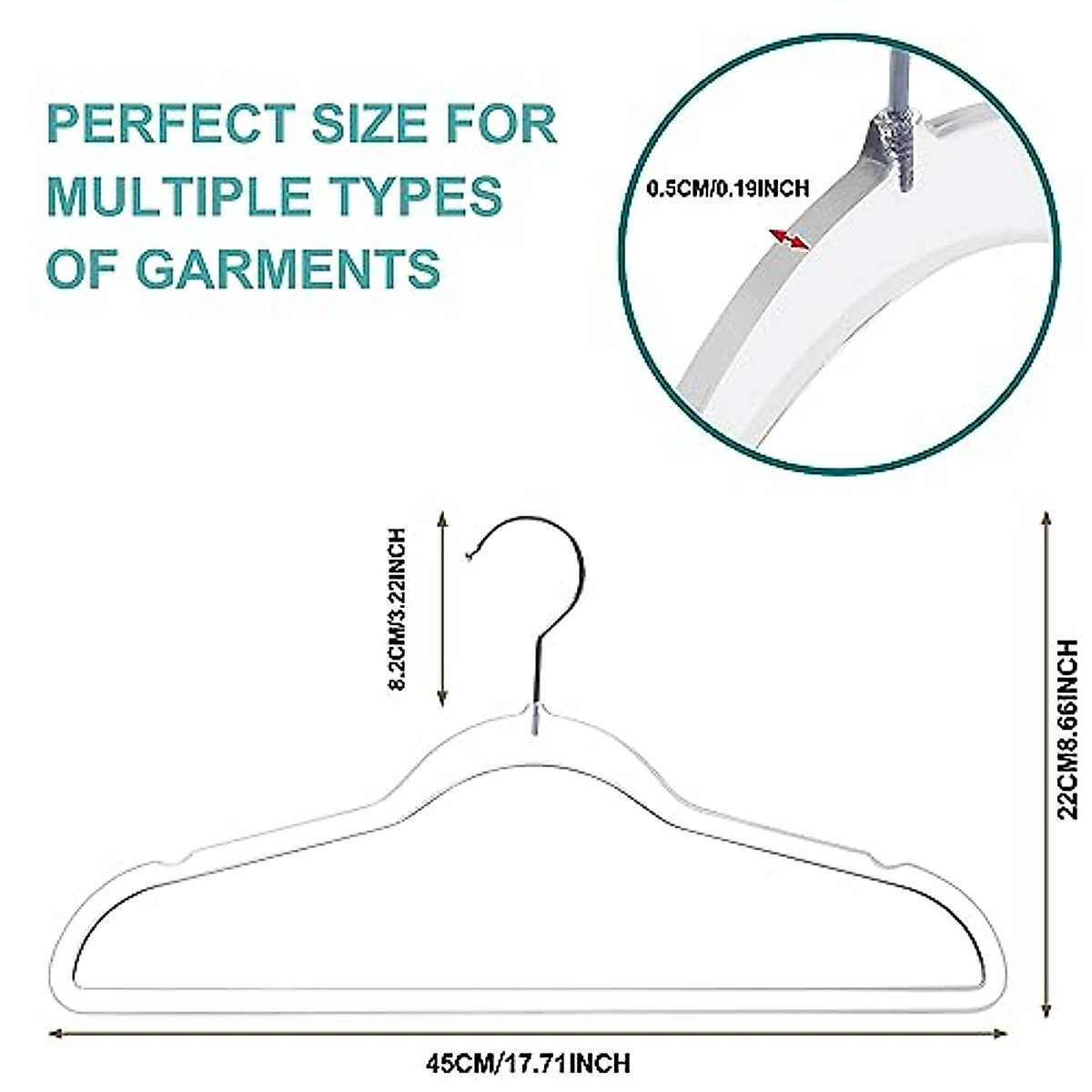 Quality Hangers Clear Plastic Hangers for Clothes | 50 Pack - Heavy Duty Hangers Space Saving Crystal Clear Acrylic Hangers | 360 Degree Swivel Hook and Notches | 17.5 Inch (Clear, 50)