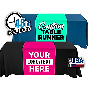 Custom Table Runner Cover with Logo Text Personalized Customizable for Business Vendor Trade Show Shop (36x72)
