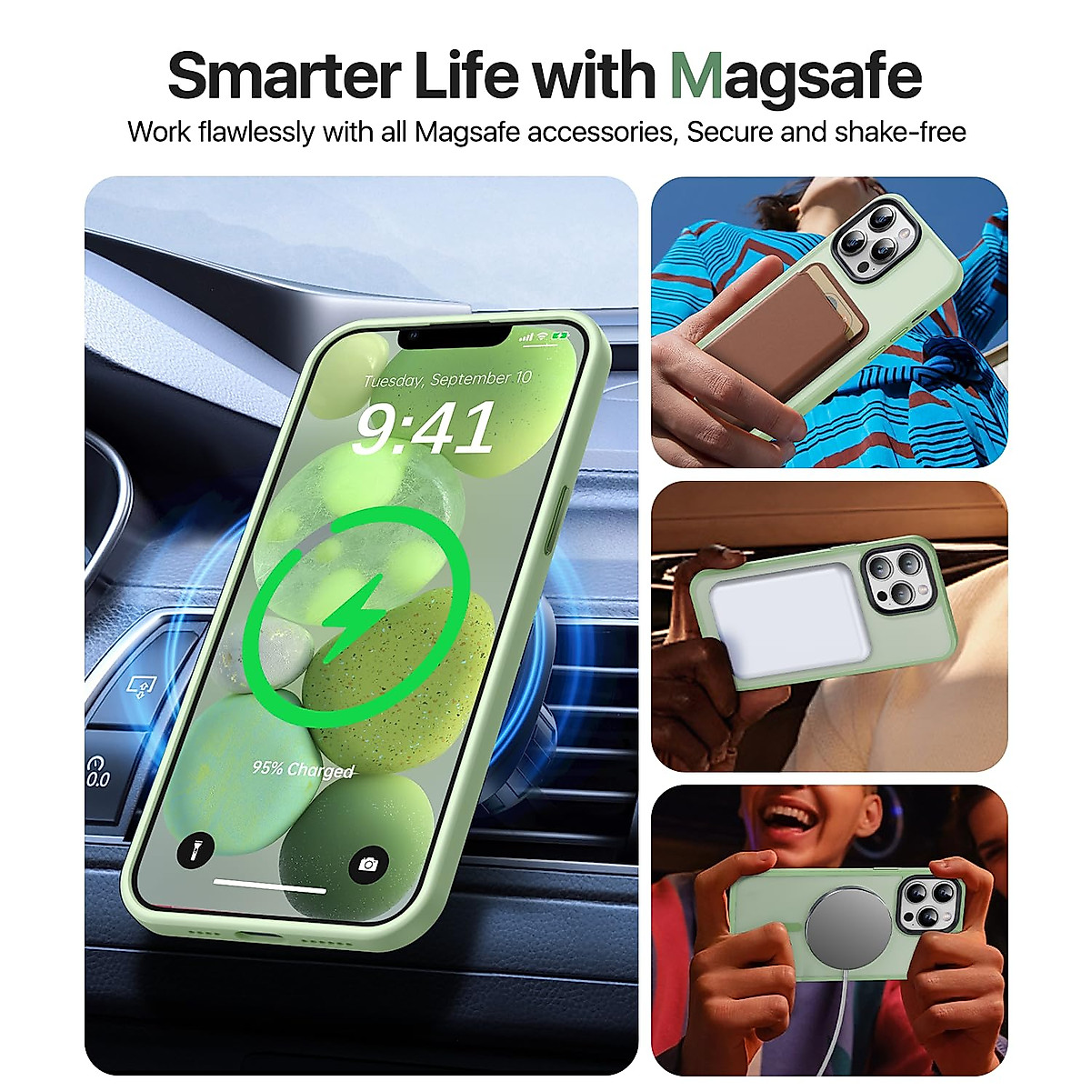 Maozis Magnetic Designed for iPhone 12 Pro Max Case [Compatible with Magsafe][Military Grade Drop Protection] Protective Shockproof Translucent Matte Slim Phone Case for iPhone 12 Pro Max, Mint Green