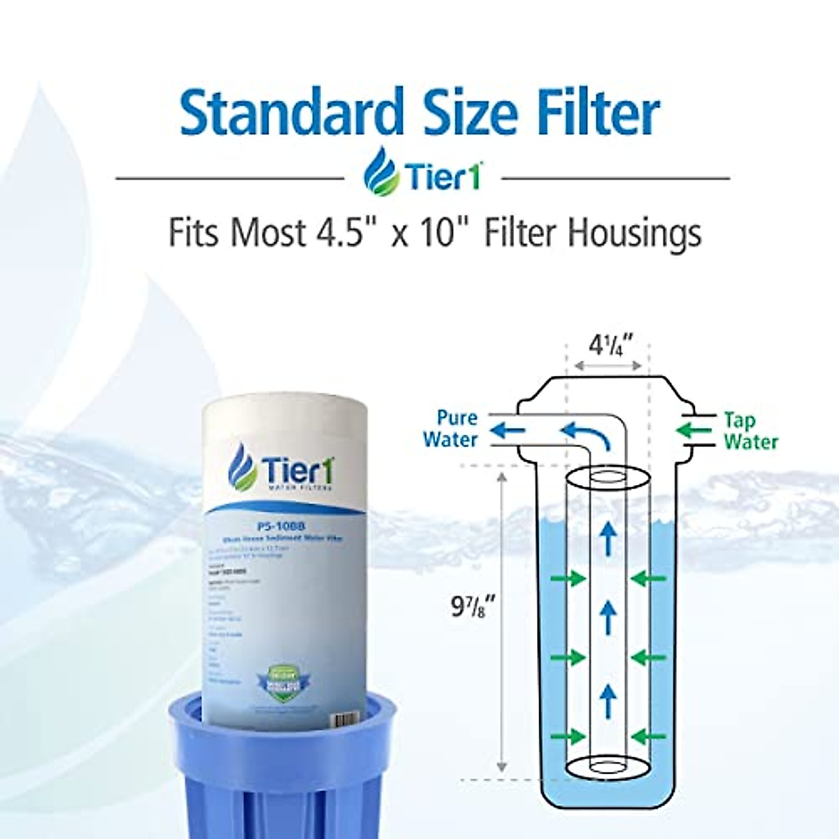 Tier1 5 Micron 10 Inch x 4.5 Inch | 16-Pack Spun Wound Polypropylene Whole House Sediment Water Filter Replacement Cartridge | Compatible with Pentek DGD-5005, 155357-43, WDGD-5005, Home Water Filter