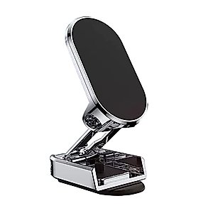 PEFTRWED Alloy Folding Magnetic Car Phone Holder, 2023 New Magnetic Phone Holder for Car, 360°Rotation Foldable Magnetic Phone Mount with All Smartphones & Tablets (Silver)