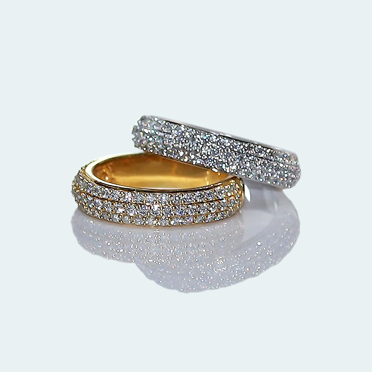 SAVEARTH DIAMONDS 1.00 Carat Round Lab Created Moissanite Diamond 3 Row Eternity Wedding Band Ring In 14K White Gold Over Sterling Silver (1.00 Cttw) Size-8